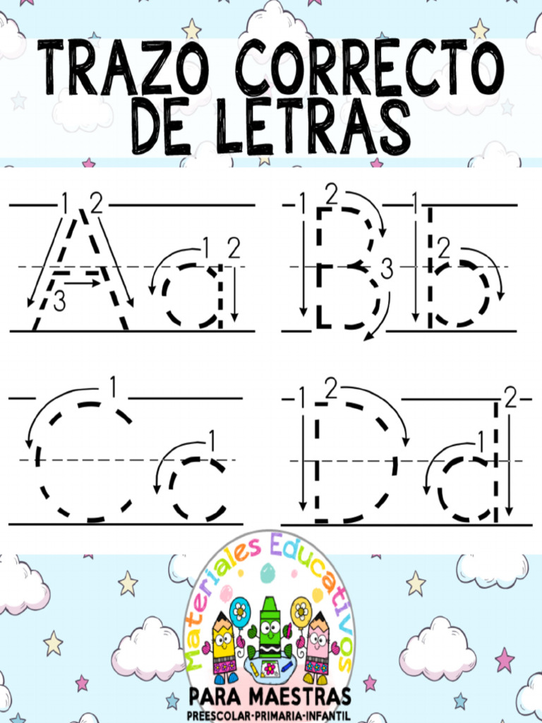 Trazo Correcto de Letras Recopilado Por Materiales Educativos para ...