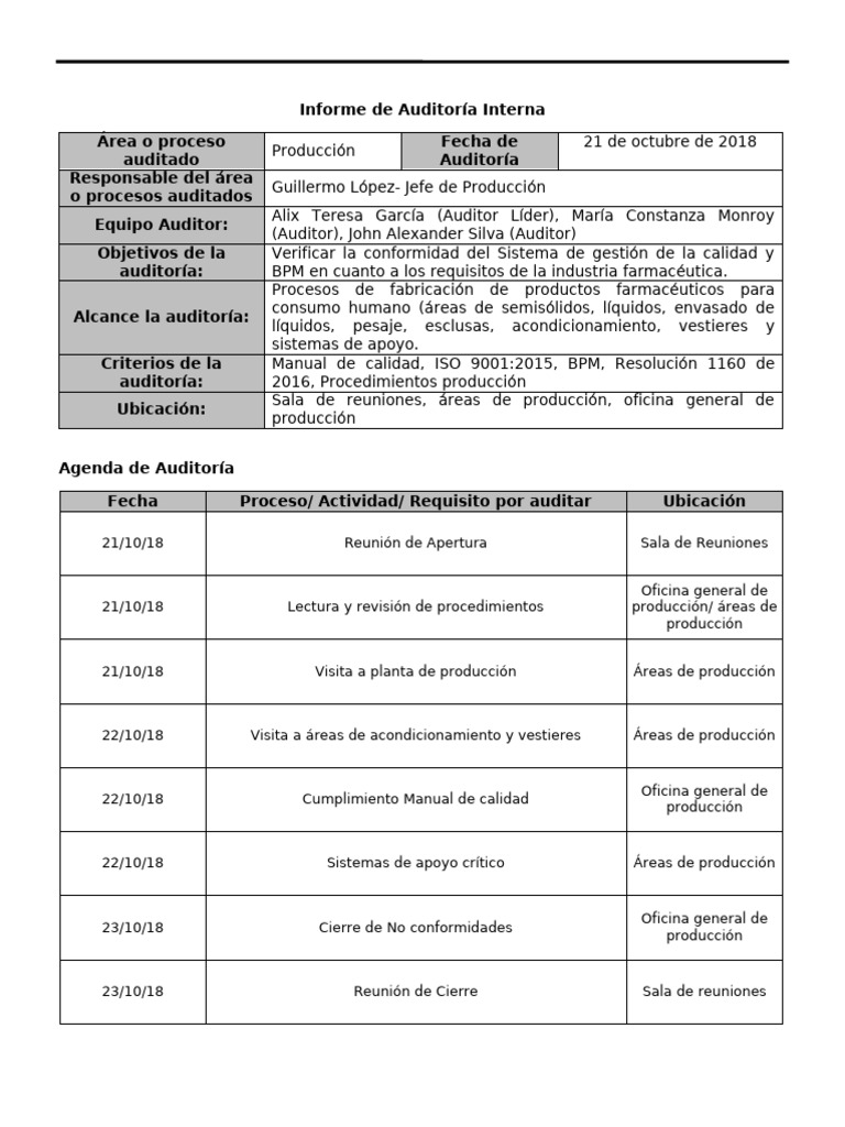 Informe de Auditoría Interna | PDF