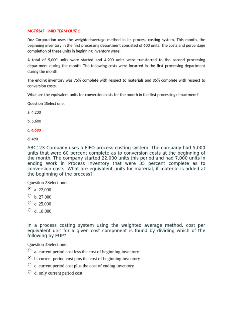 MGT6147 - OED MIDTERM QUIZ 1 & 2 | PDF
