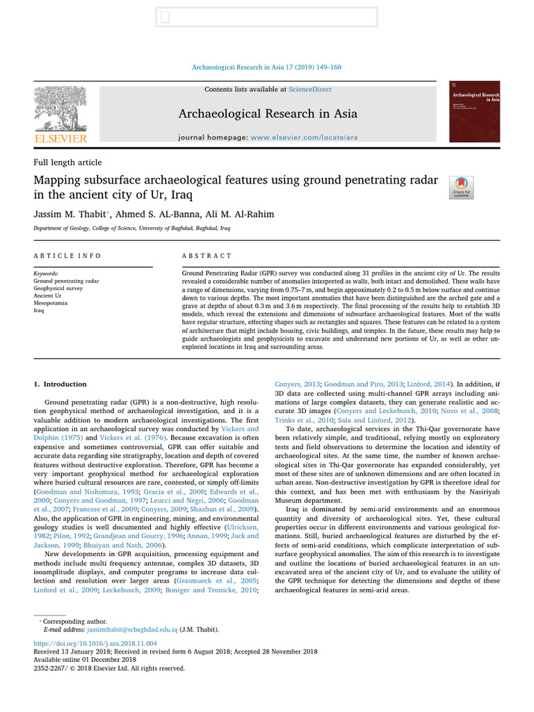 Mapping Subsurface Archaeological Features Using Ground Penetrating Radar Pdf