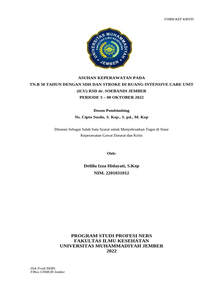 ASKEP ICU SDH DELILLA | PDF