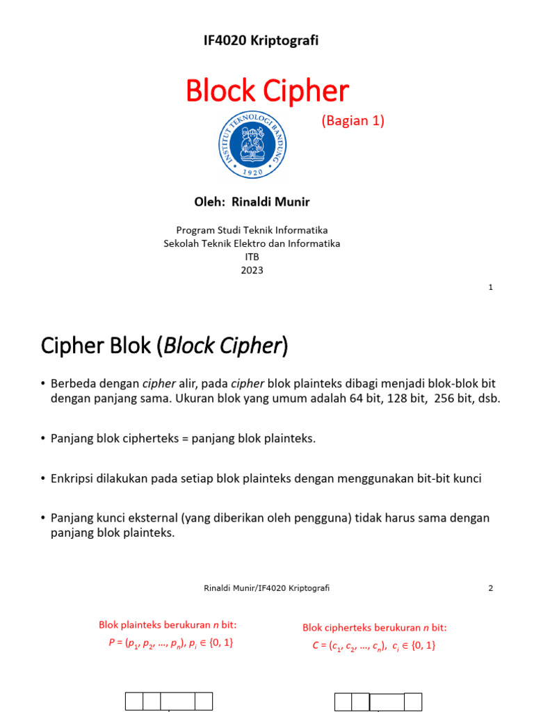 13 Block Cipher Bagian1 2023 | PDF