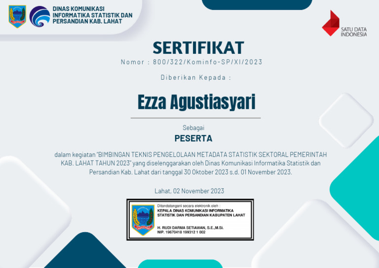 Sertifikat Penghargaan Ezza | PDF