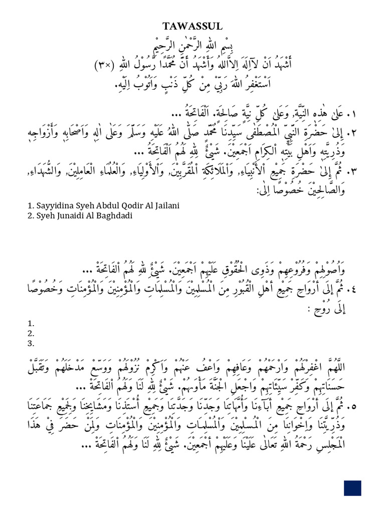 Tawasul Tahlil Lengkap Doa | PDF