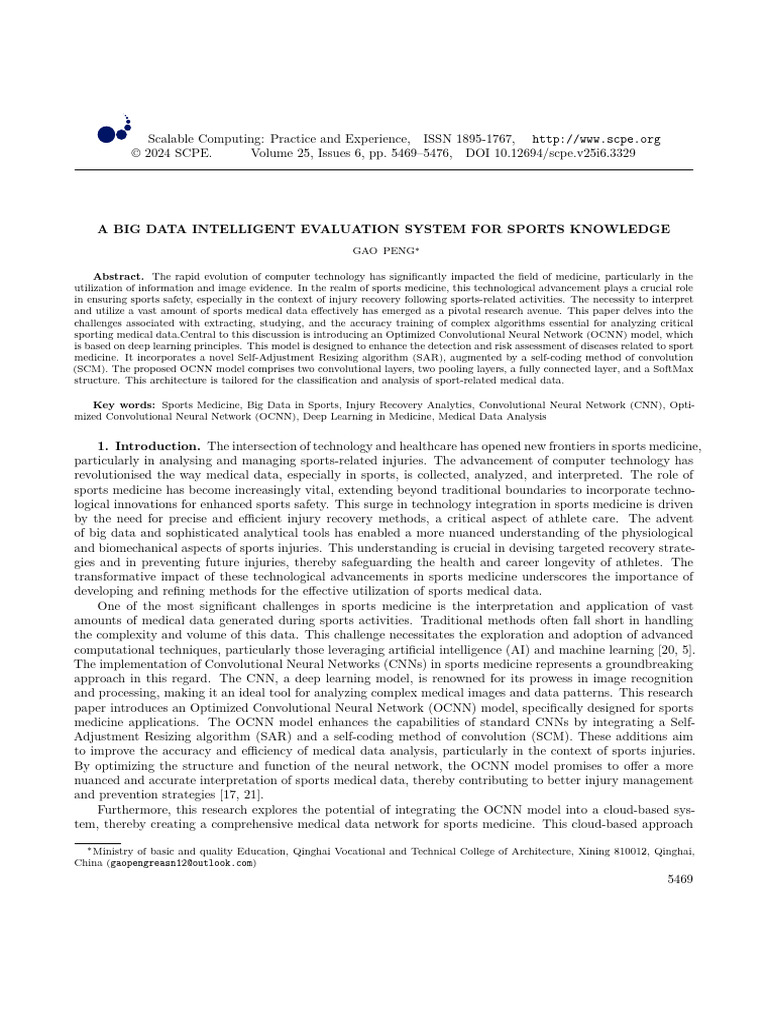 A Big Data Intelligent Evaluation System For Sport | PDF