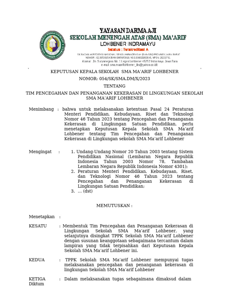 Contoh SK TPPK | PDF