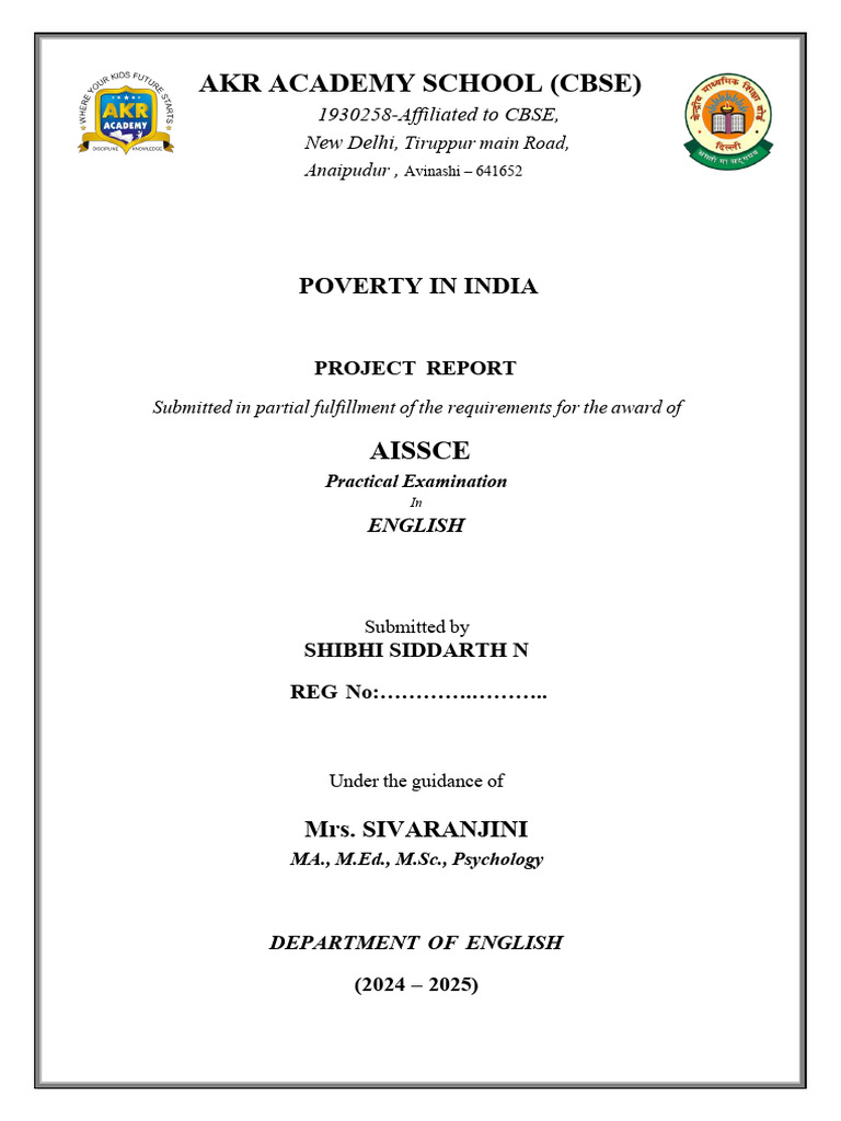 English Project Class 12 Poverty in India | PDF