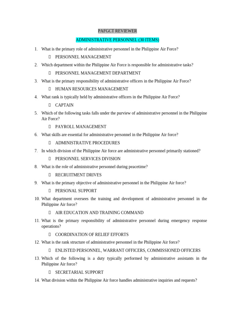 PAFGCT Administrative Personnel Guide | PDF | Career & Growth | Business