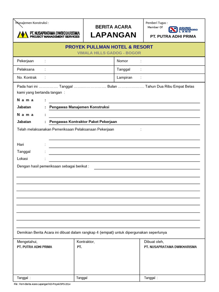 Form - Bap Lapangan | PDF