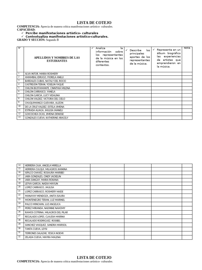 Isttrumento de Evaluacion de Segundo B, C, D, y e | PDF Isttrumento de Evaluacion de Segundo B, C, D, y e | PDF