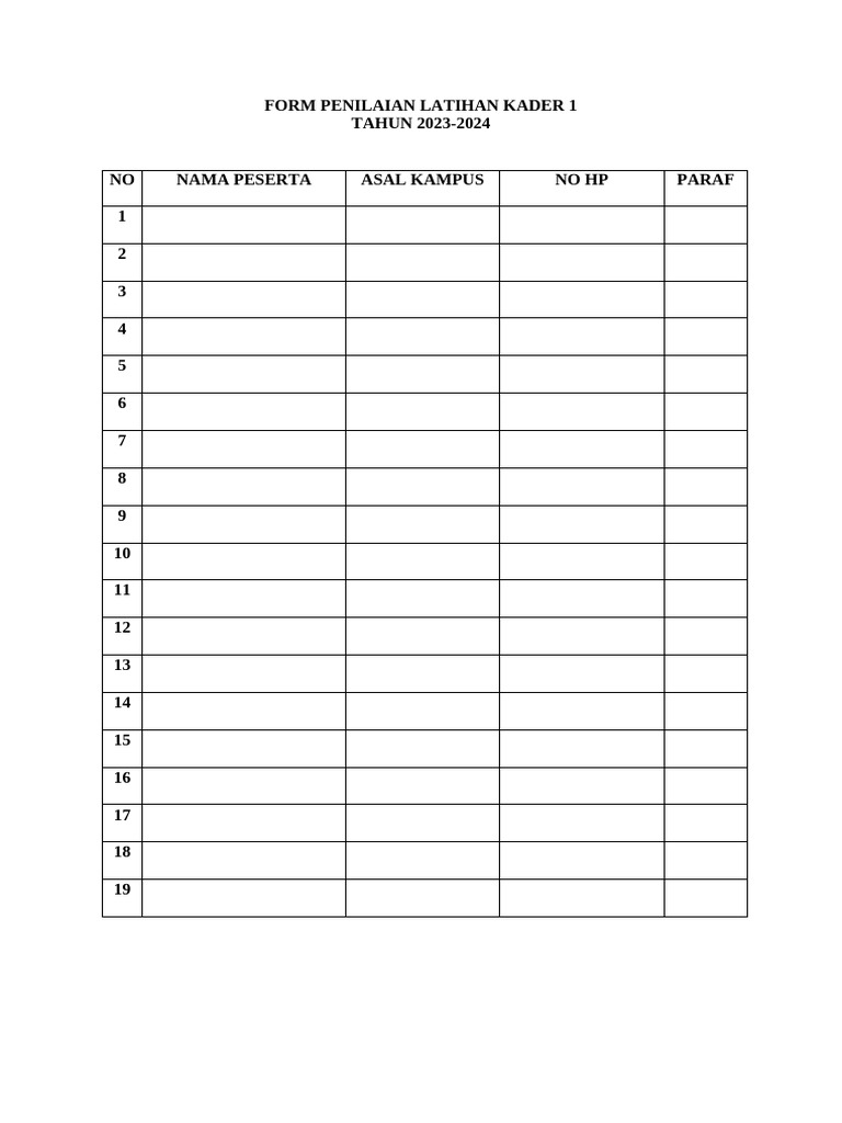 Absen Peserta Lk1 Fix | PDF