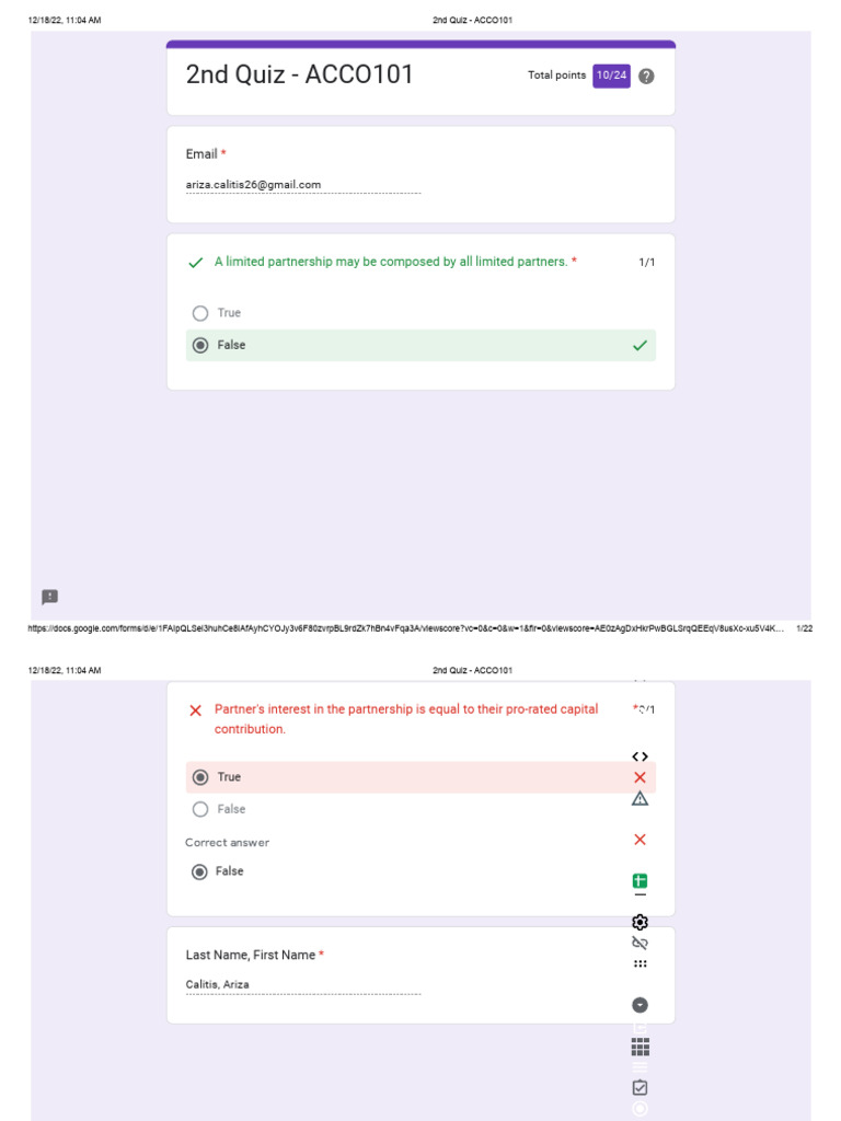 ACCO 101 Quiz 2 | PDF