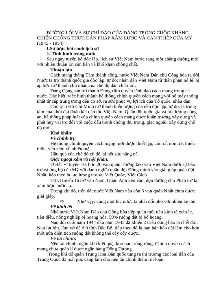 ĐƯỜNG LỐI VÀ SỰ CHỈ ĐẠO CỦA ĐẢNG TRONG CUỘC KHÁNG | PDF