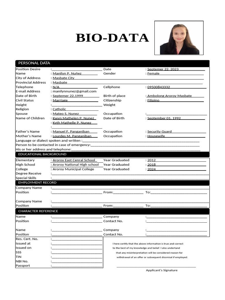 Biodata | PDF