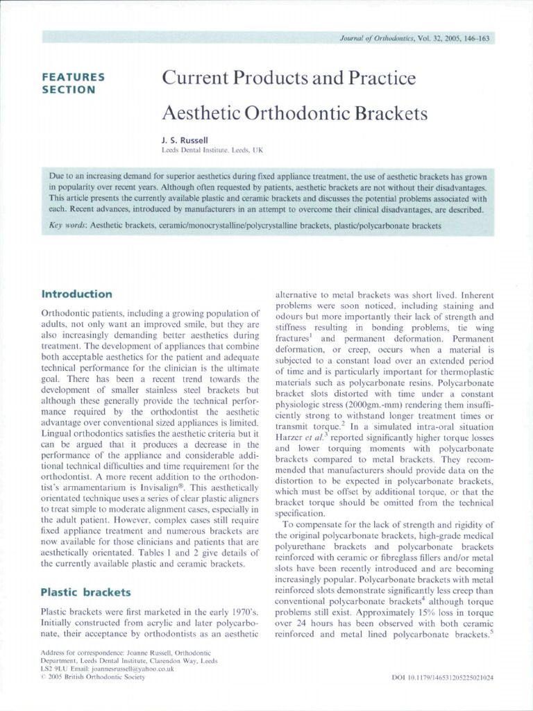 Aesthetic Orthodontic Brackets | PDF