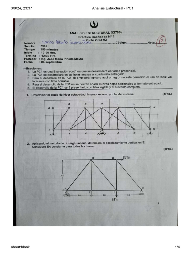 Analisis Estructural - PC1 | PDF