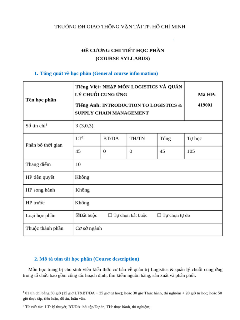 Nhap Mon Logistics Va Quan Ly Chuoi Cung Ung | PDF