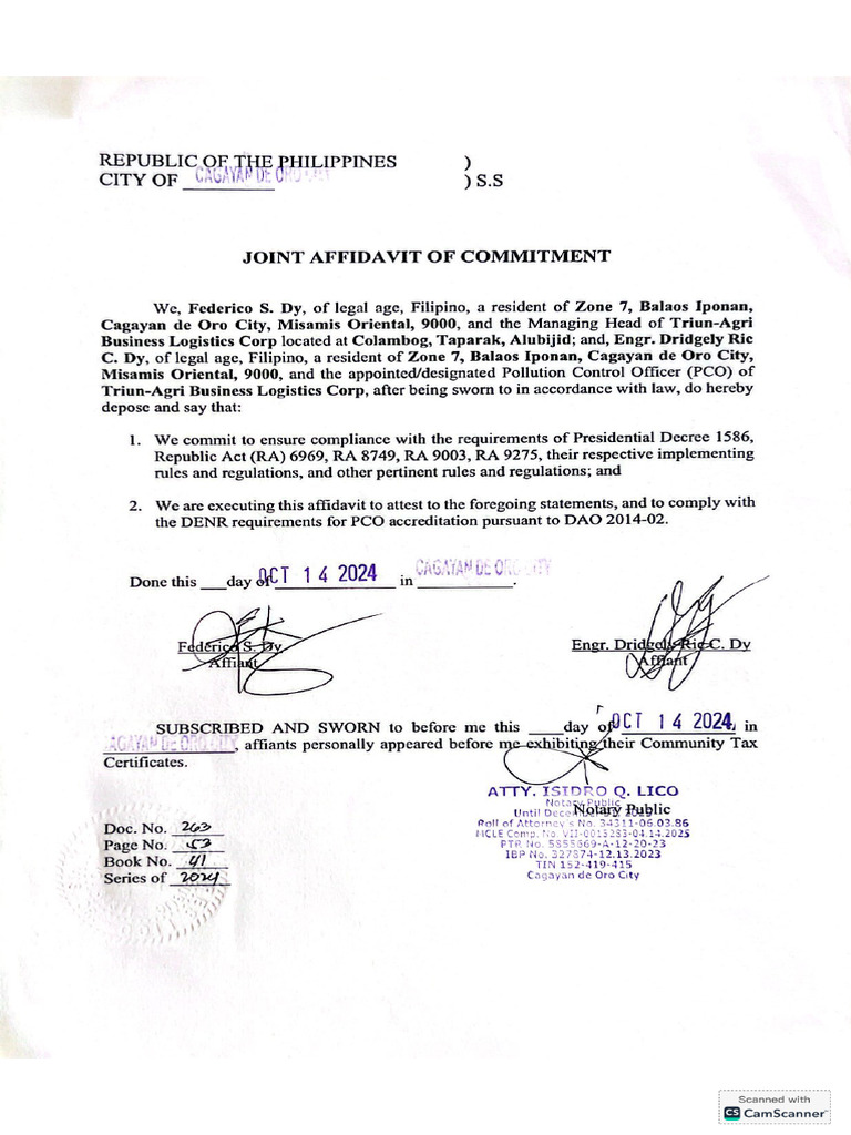 (7) Joint affidavit of commitment | PDF