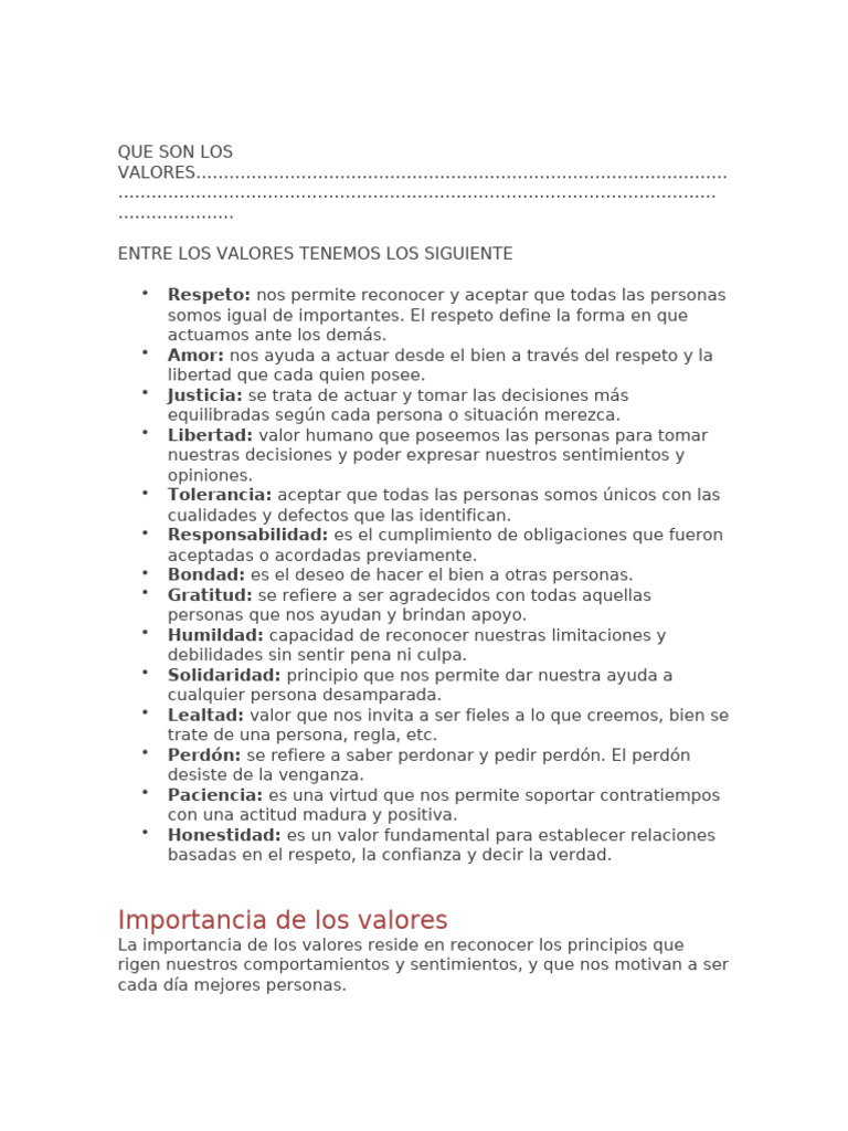 LOS VALORES | PDF