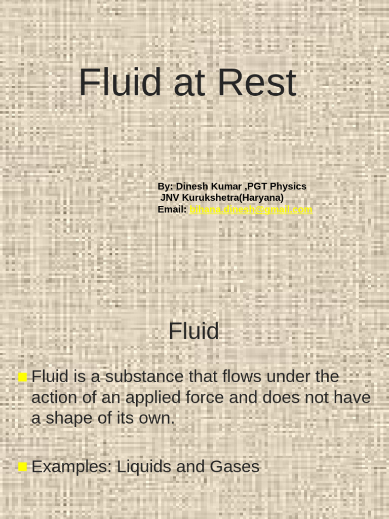 Mechanical Properties of Fluids 3 Fluids at Rest | PDF