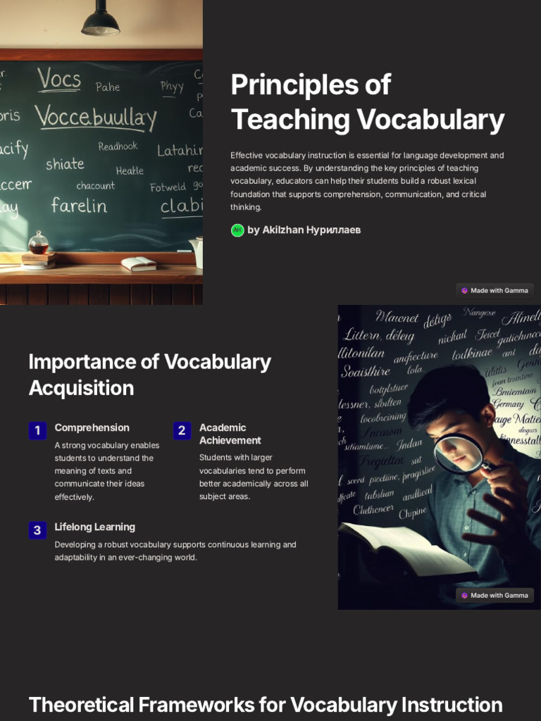 Principles of Teaching Vocabulary | PDF