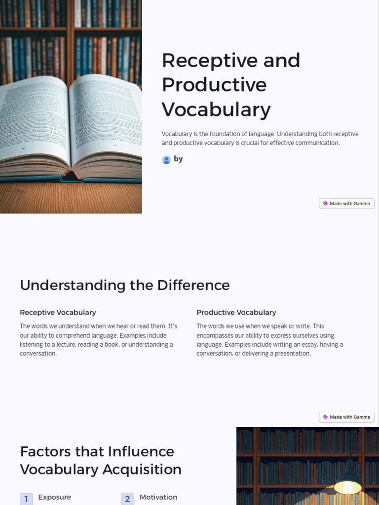 Receptive and Productive Vocabulary | PDF