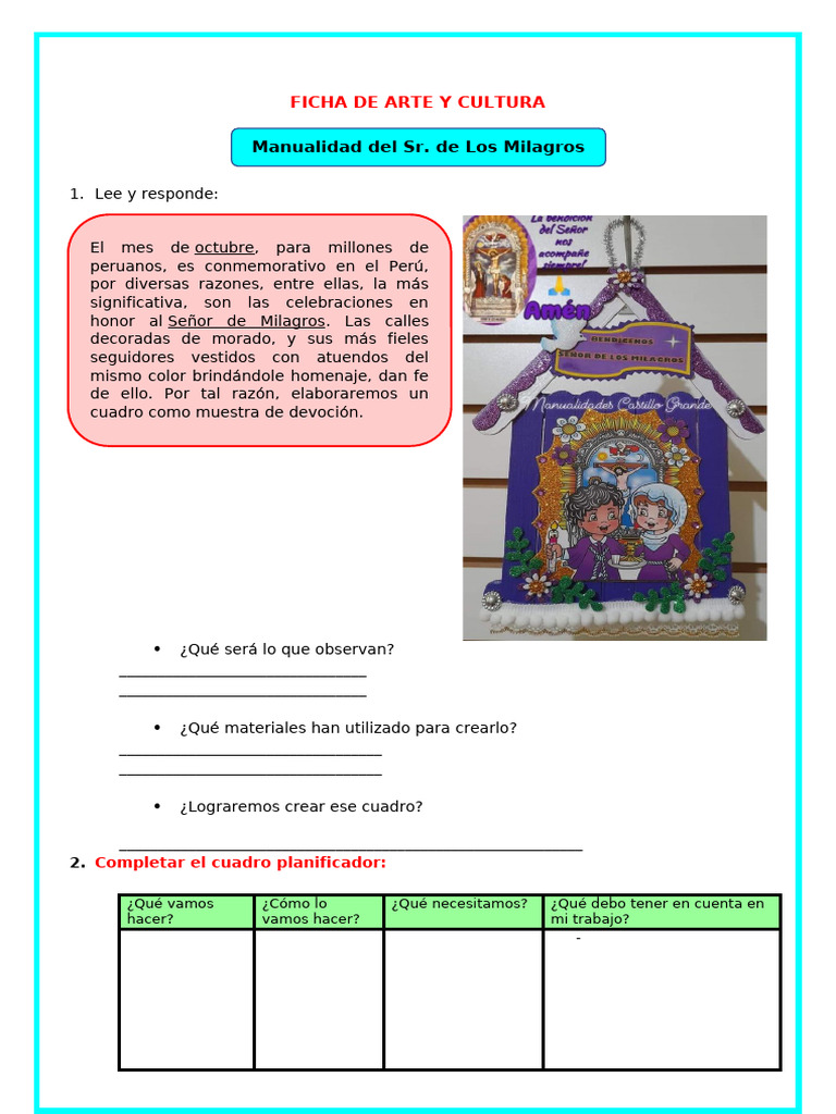 1 S Ficha Adicional SR de Los Milagros Manualidad | PDF