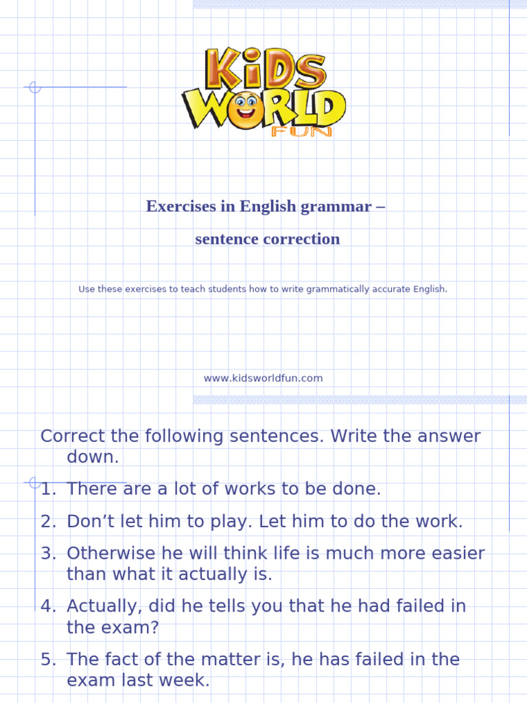 English Grammar Correction Exercises | PDF