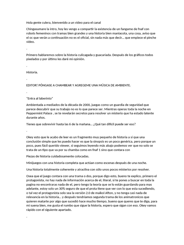 guion de mi primer video | PDF guion de mi primer video | PDF
