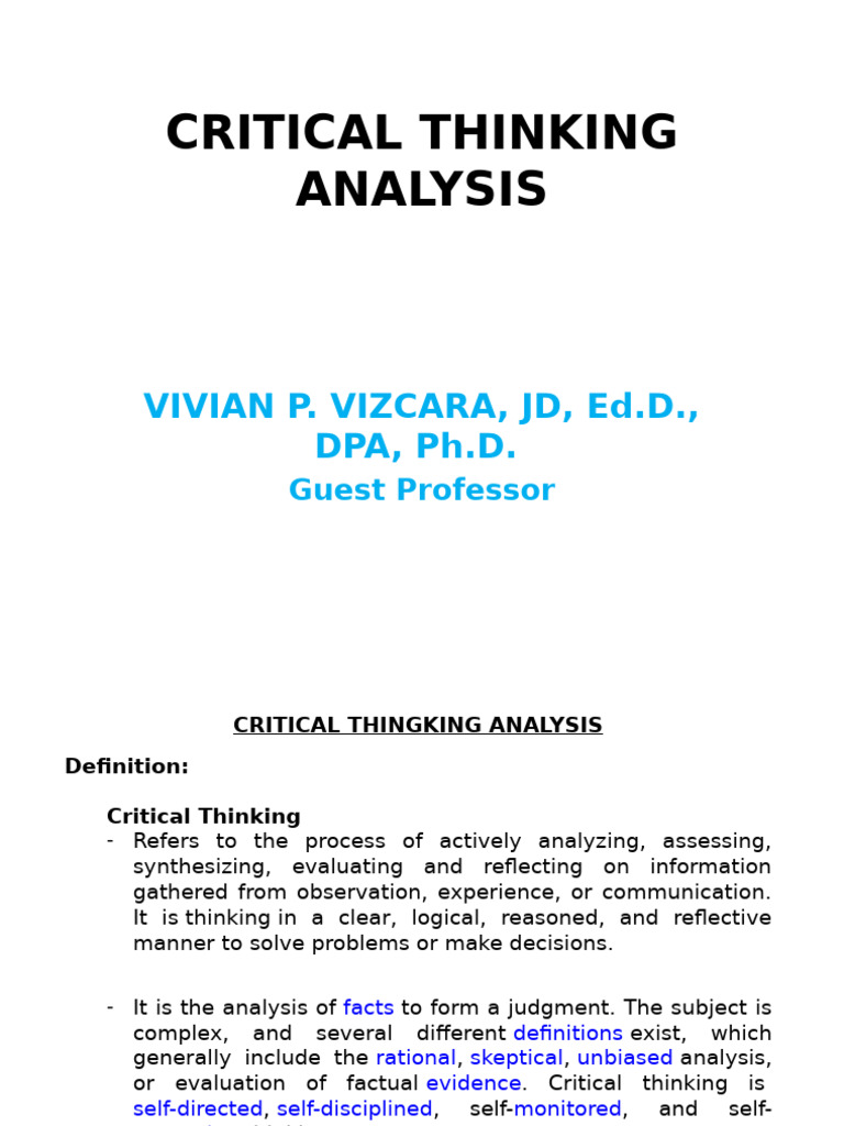 CRITICAL-THINKING-ANALYSIS | PDF CRITICAL-THINKING-ANALYSIS | PDF