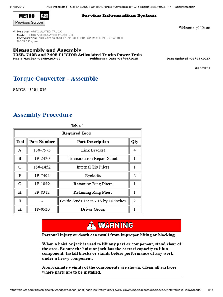 Torque Conventer Assembly - 740B Articulated Truck L4E00001-UP (MACHINE ...