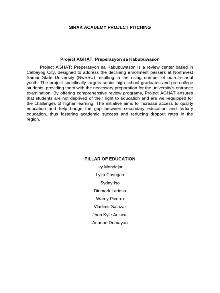 Sirak Academy Project Pitching | PDF
