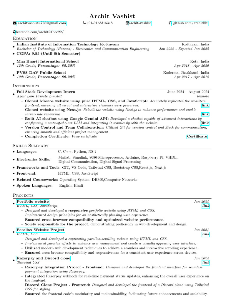 Archit Vashist Resume 26 August Updated | PDF