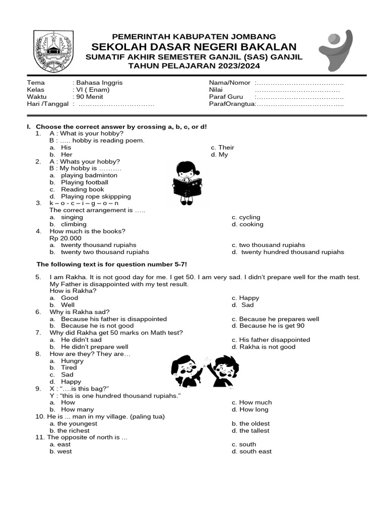 2023 SAS Bahasa Inggris KELAS 6 | PDF
