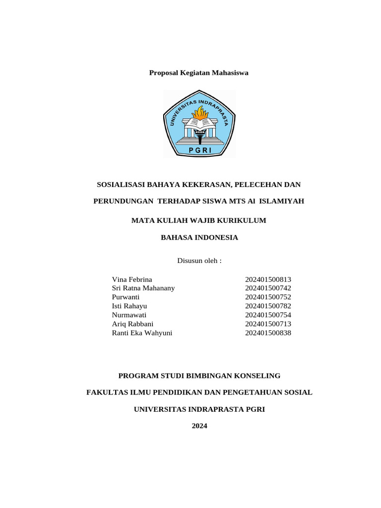 Contoh Proposal Kegiatan Sosialisasi Pencegahan Kekerasan, Pelecehan ...