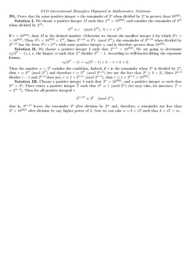 Solutions IZHO 2021 | PDF