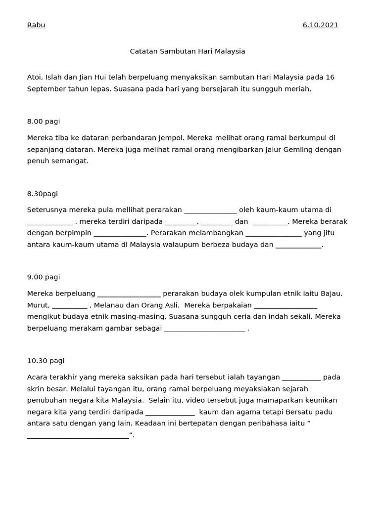Catatan Sambutan Hari Malaysia | PDF