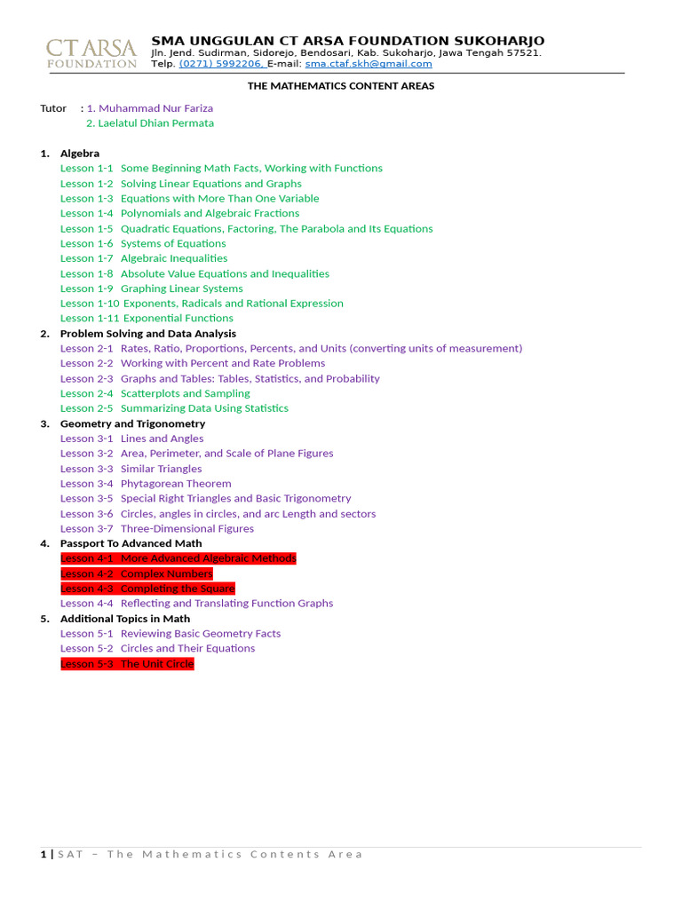 The Math Content Areas | PDF