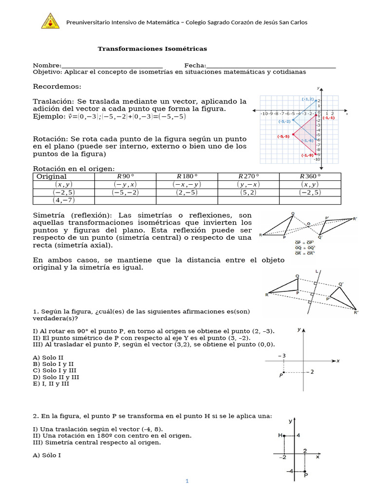 Intensivo - Transformaciones Isométricas | PDF