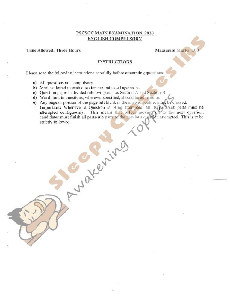 PCS Mains 2020 English | PDF