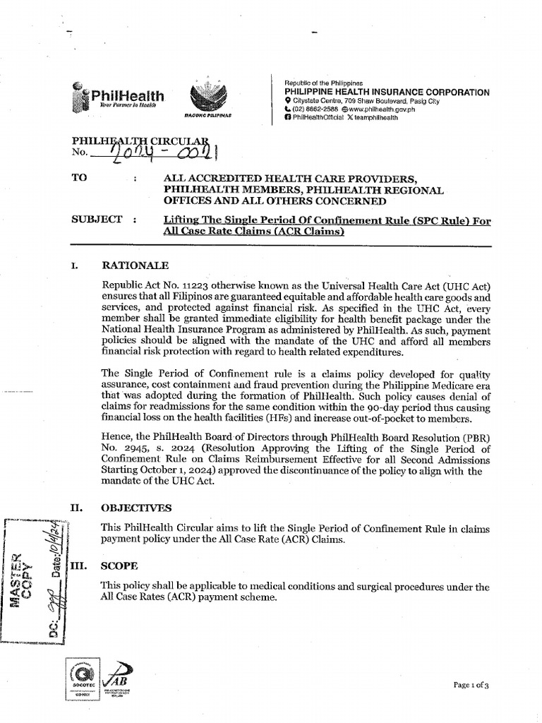 PhilHealth Circular 2024-0021 - Lifting The Single Period of ...