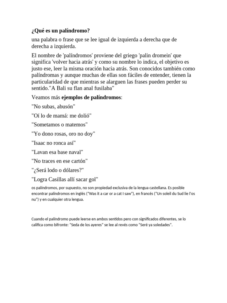 Qué Es Un Palíndromo | PDF
