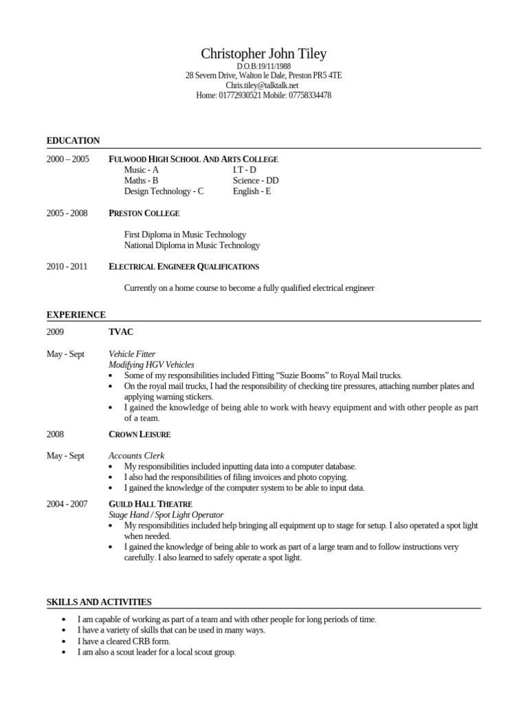 Chris Tiley C.V | PDF
