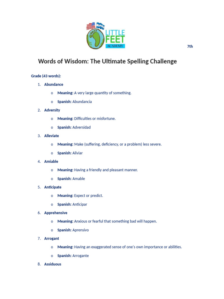 Spelling Bee 7-9 | PDF