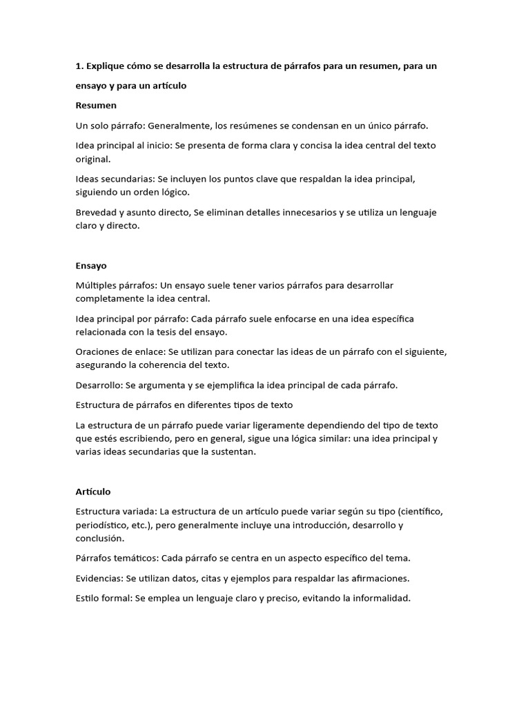 Estructura de Párrafos en Textos | PDF
