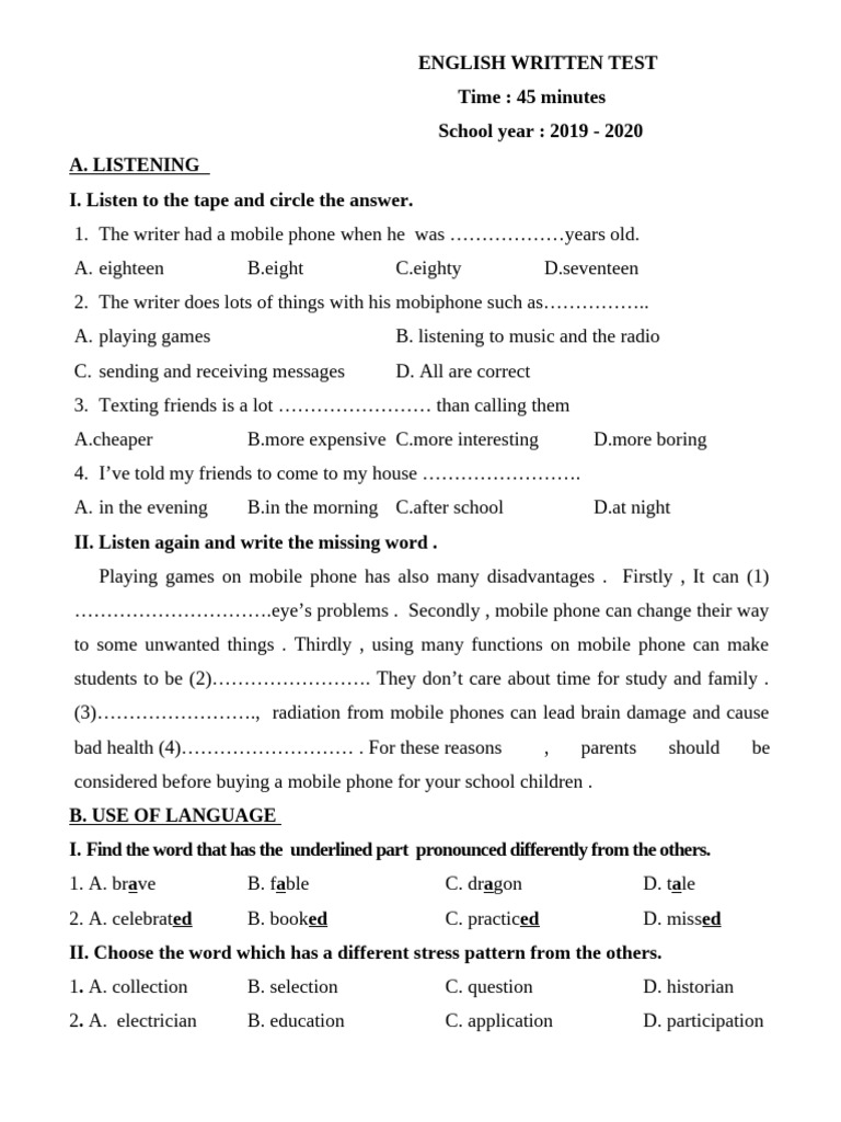 Written Test No 1.2 | PDF