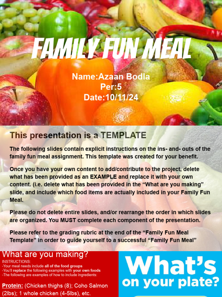 Muhammad Azaan Bodla - Family Fun Meal Template | PDF