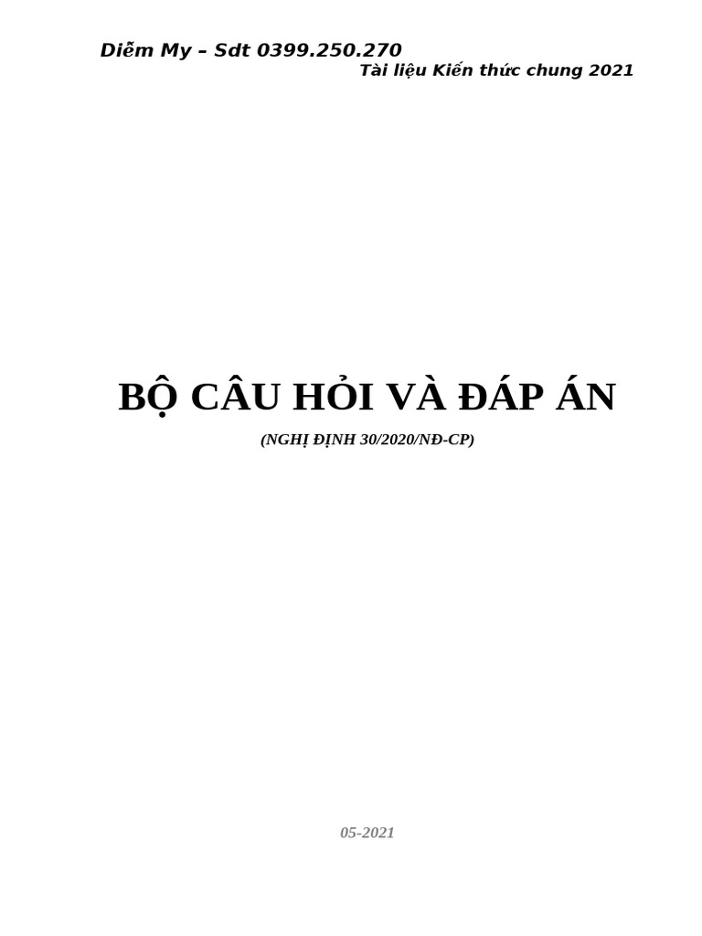 Bo Trac Nghiem Cong Tac Van Thu (Dap an) | PDF