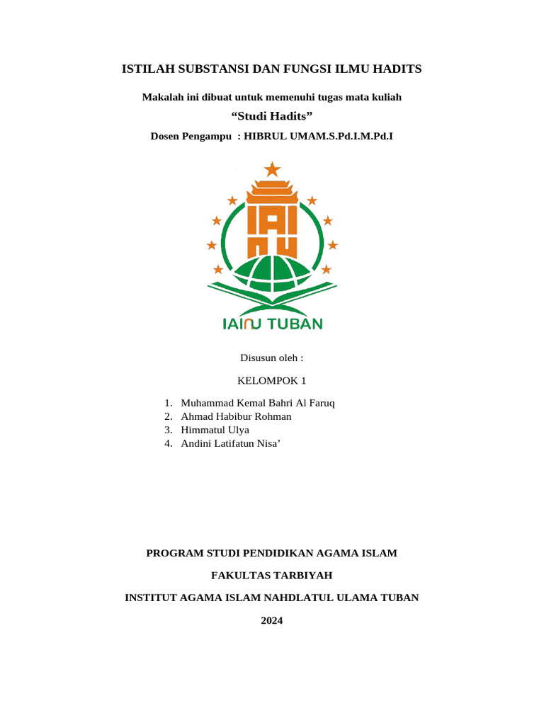 Makalah Studi Hadits Kelompok 01 (Baru) - 1 | PDF