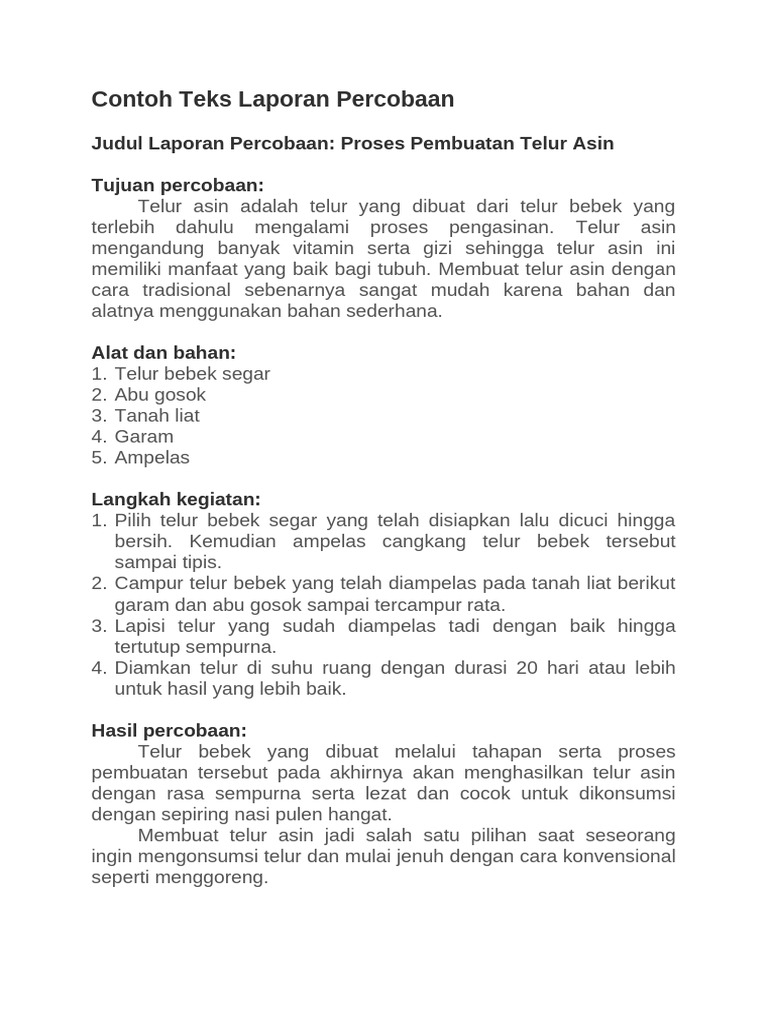 Contoh Teks Laporan Percobaan 2 | PDF